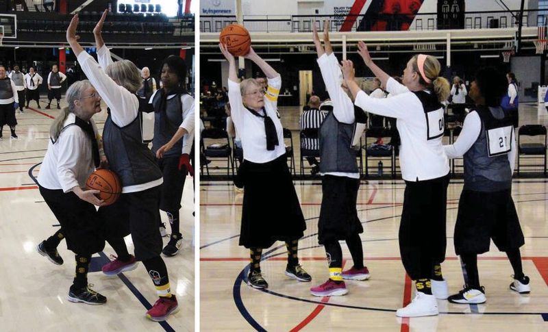 Granny Basketball League playing 1920s-style game in Visalia