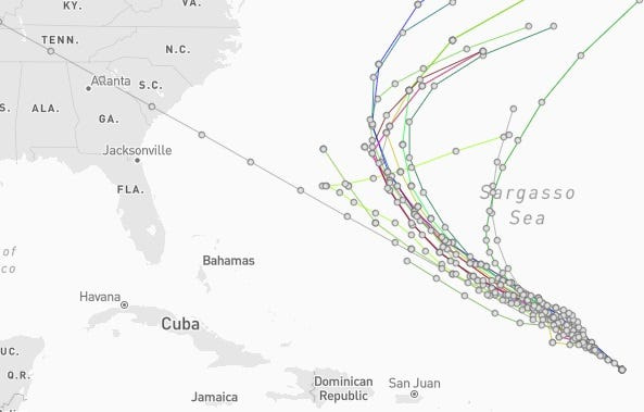 Spaghetti models for Tropical Storm Humberto. What can Florida expect from future hurricane?