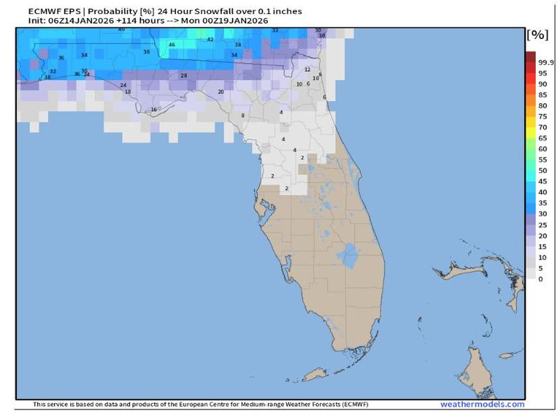 Could Florida see snow from approaching cold front? Models say maybe