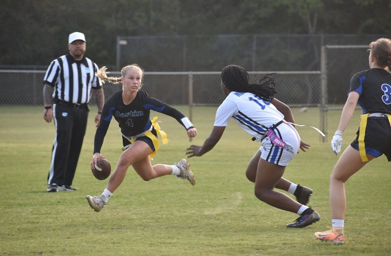 Destin Sharks flag football team secures a 28-0 shutout over Arnold