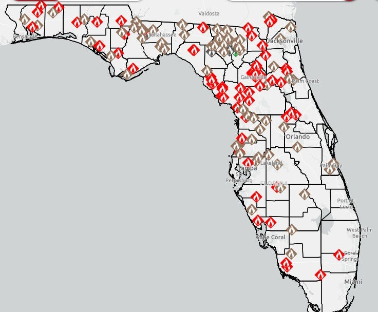 Number of wildfires jumps in Florida. See new locations, road closures