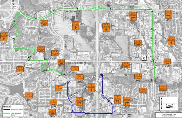When will the Clive Greenbelt Trail, closed since 2024, reopen?
