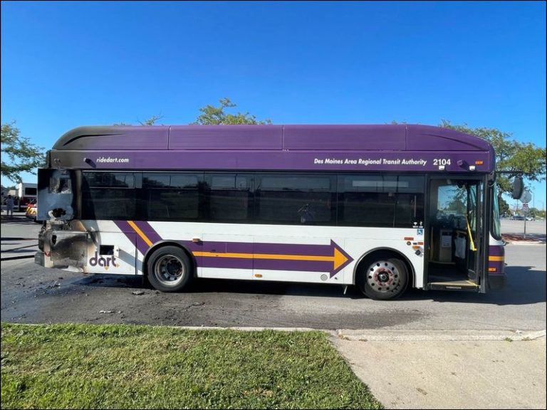 Passengers safe after DART bus caught fire in an Altoona parking lot
