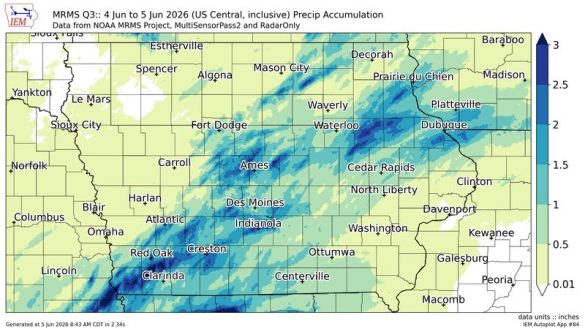 See Iowa rainfall totals before more severe storms roll in on Friday