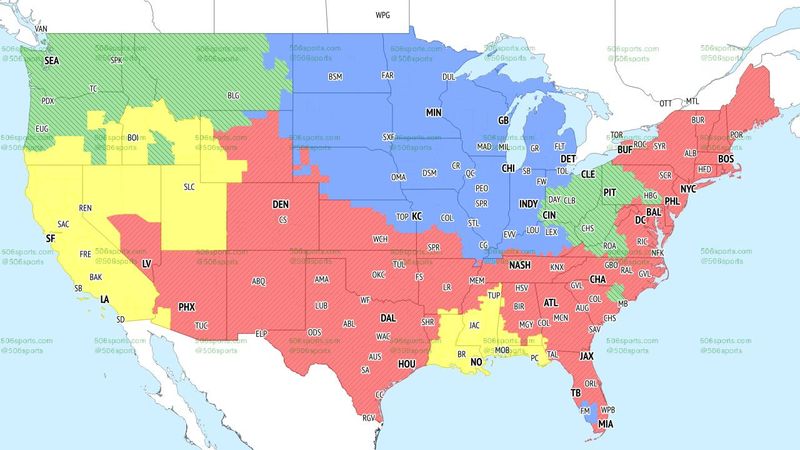 TV broadcast map for Bears vs. Lions in Week 2
