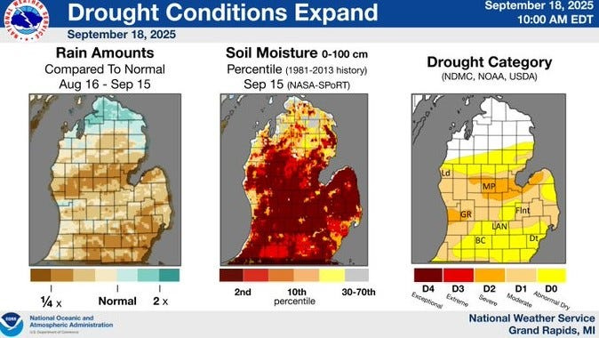Drought conditions expand across Michigan. Here's where it's worst