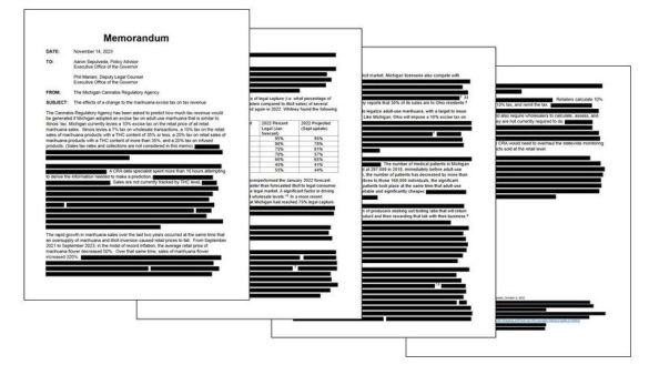 Insider: Whitmer administration shields secret memo on marijuana tax