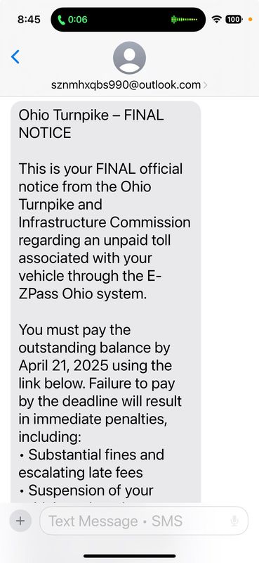 Is that text about your unpaid Ohio Turnpike toll a scam? Probably ...