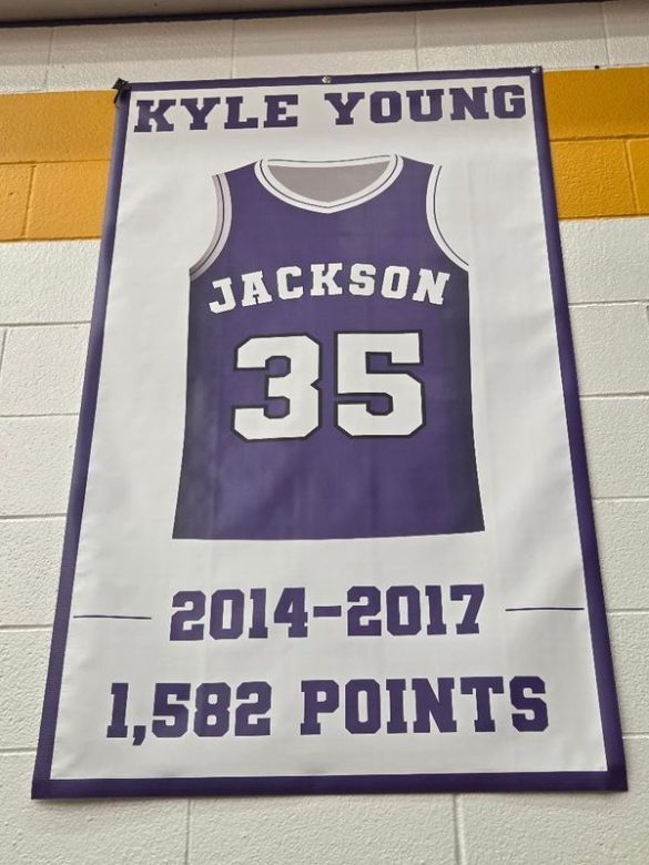 Jackson basketball celebrates Kyle Young, retires his jersey number
