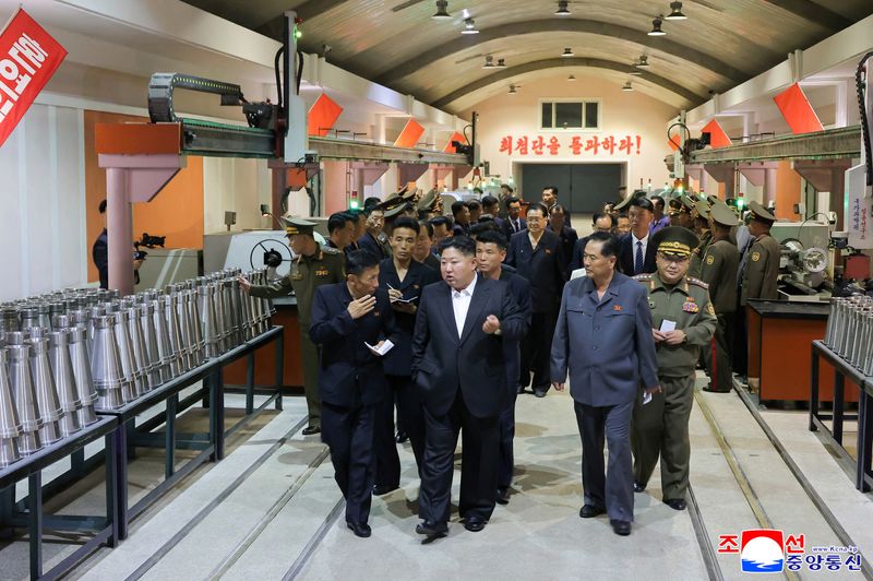 North Korea's Kim Jong Un calls for more shell production, KCNA says